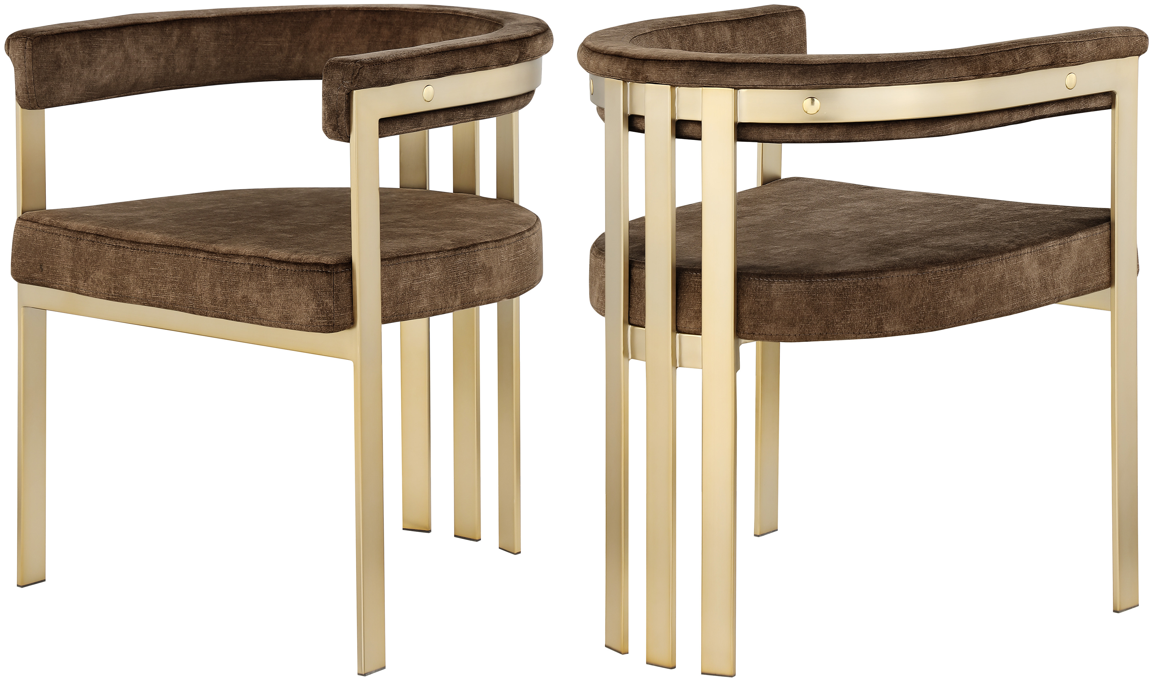 Meridian Furniture Summer Cognac Velvet Dining Side Chair (Set of 2 ...