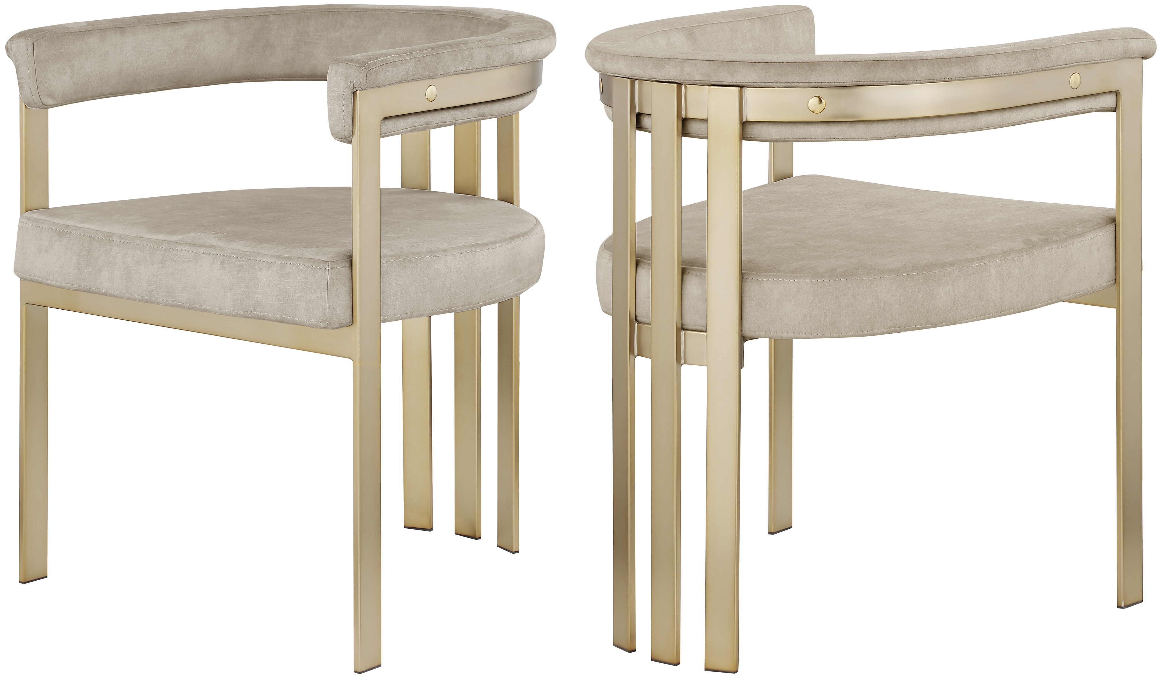 Meridian Furniture Karina Cream Velvet Dining Chair (Set of 2 ...
