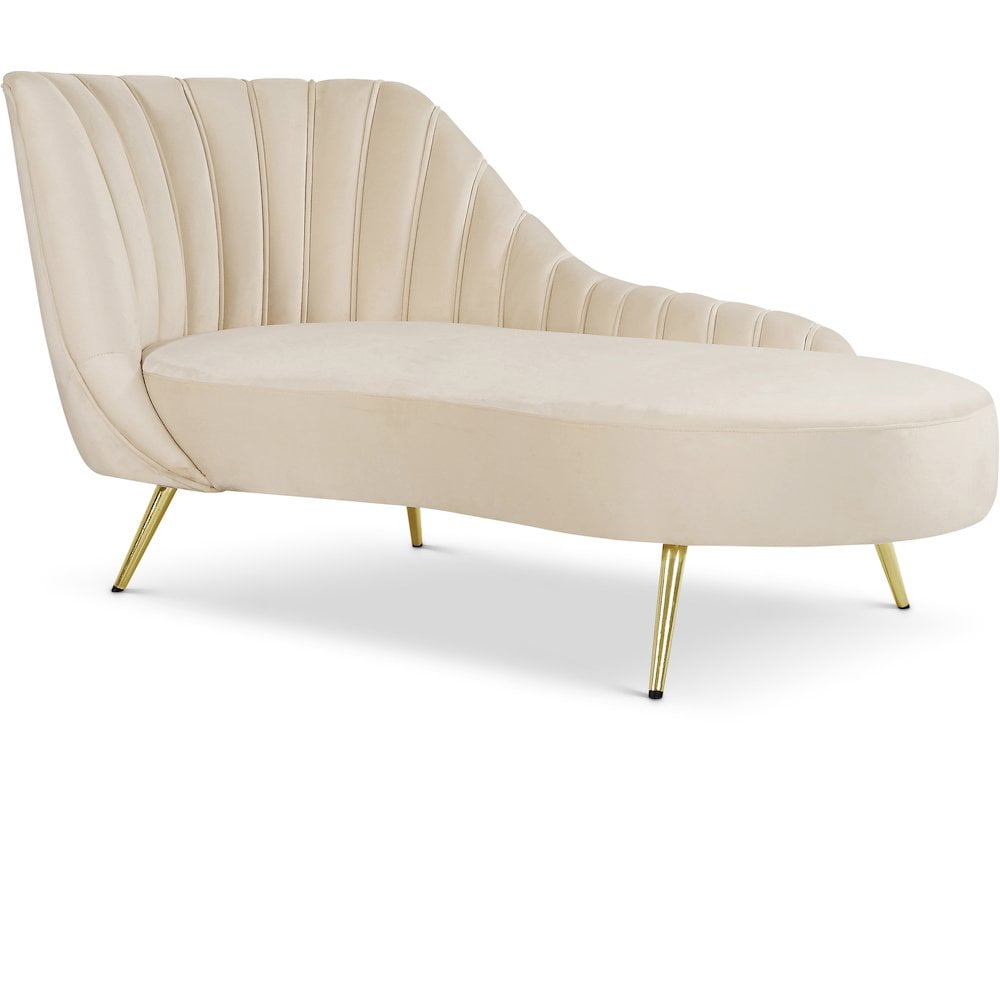 Meridian Furniture Margo Cream Velvet Chaise - Walmart.com