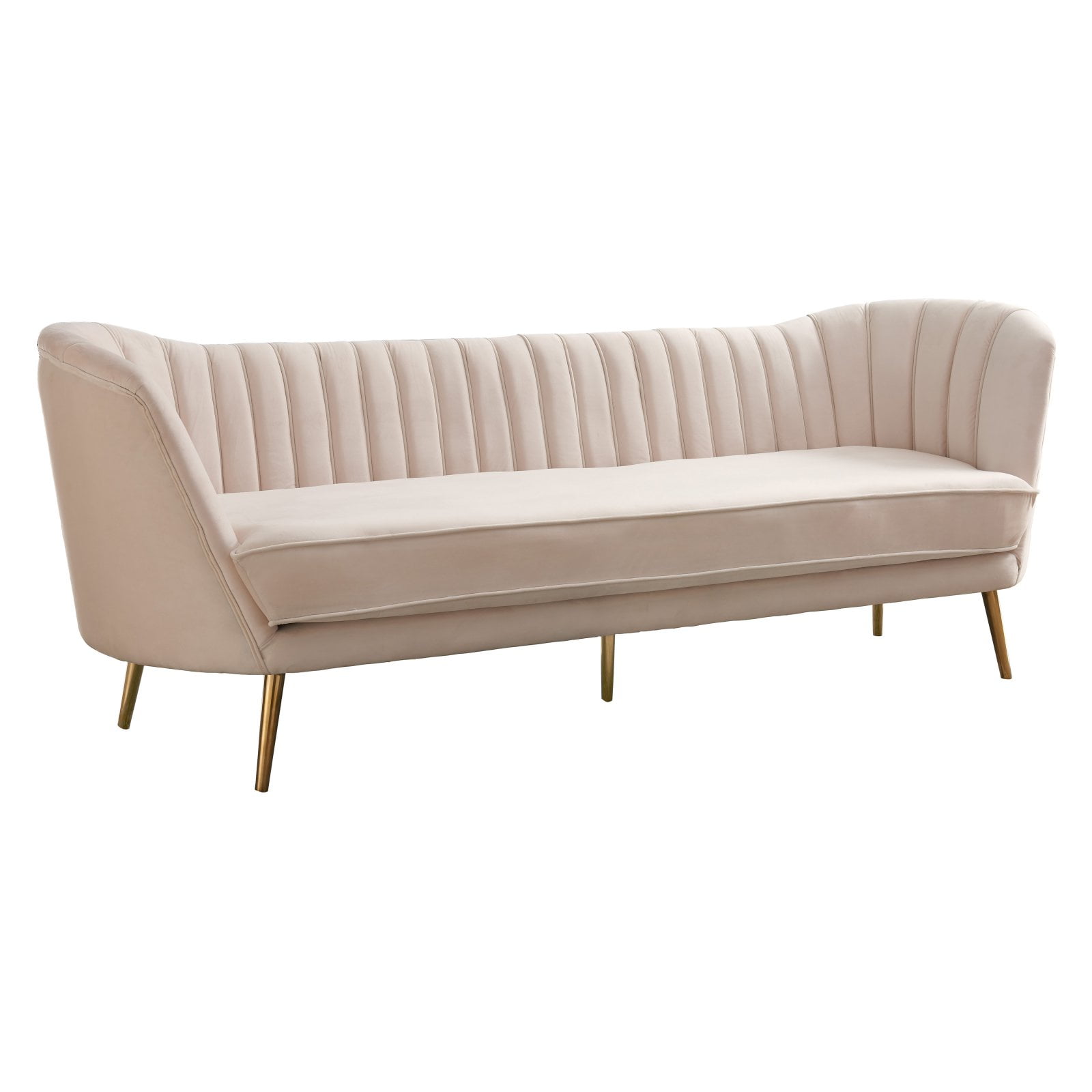 Meridian Furniture Margo Cream Velvet Curved Sofa Couch - Walmart.com