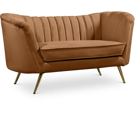 Meridian Furniture Margo Saddle Velvet Loveseat - Walmart.com