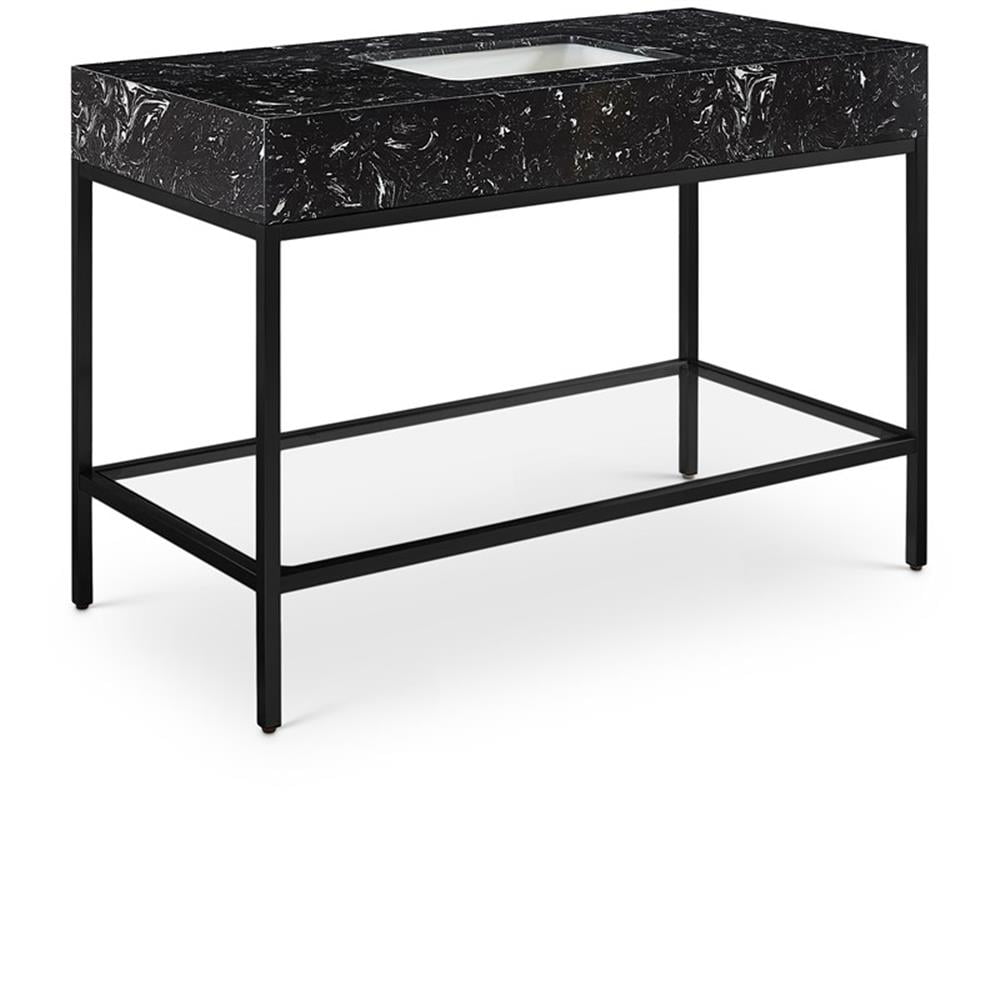 Meridian Furniture Marmo Black Engineered Stone Bathroom Vanity ...