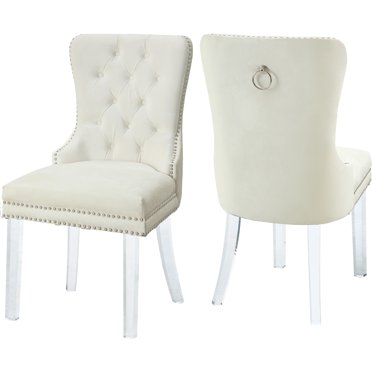 ACME Fabiola Side Chair (Set of 2) in Fabric and Stainless Steel ...