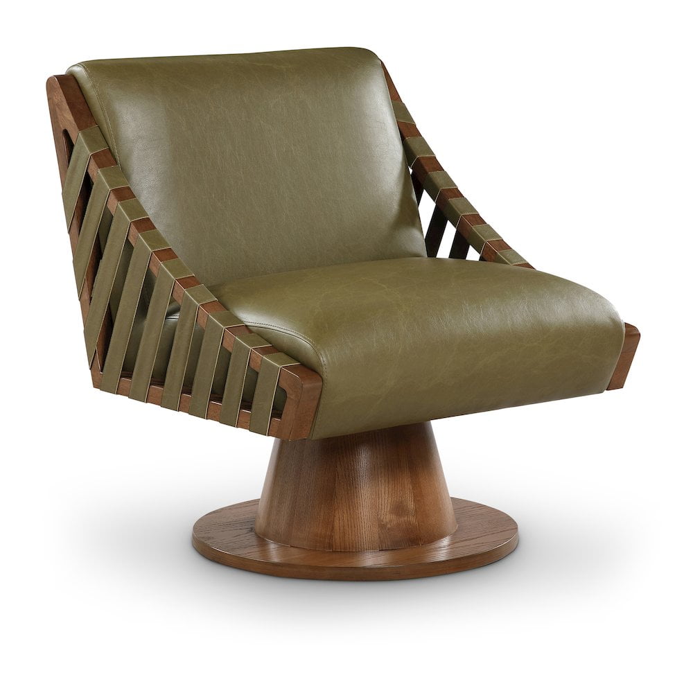 Meridian Furniture Millwin Olive Vegan Leather Swivel Accent Chair ...