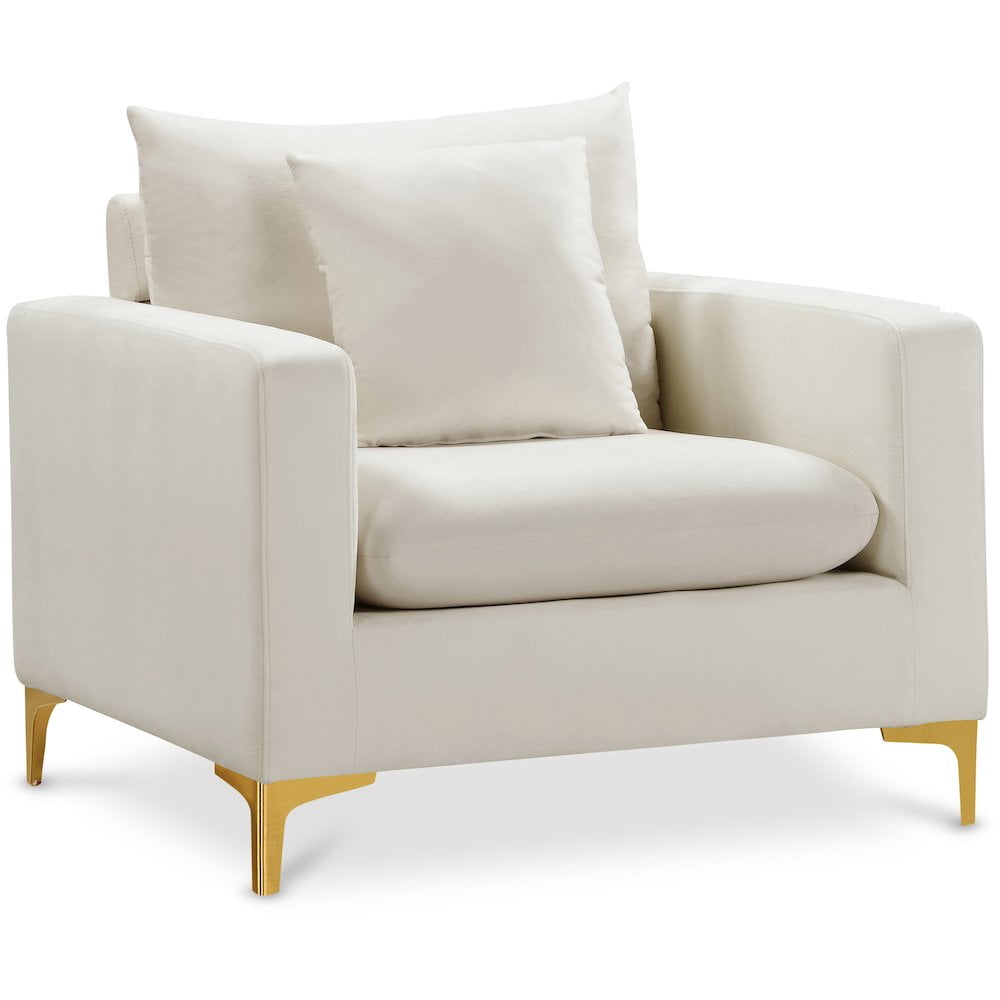 Meridian Furniture Naomi Cream Velvet Chair - Walmart.com