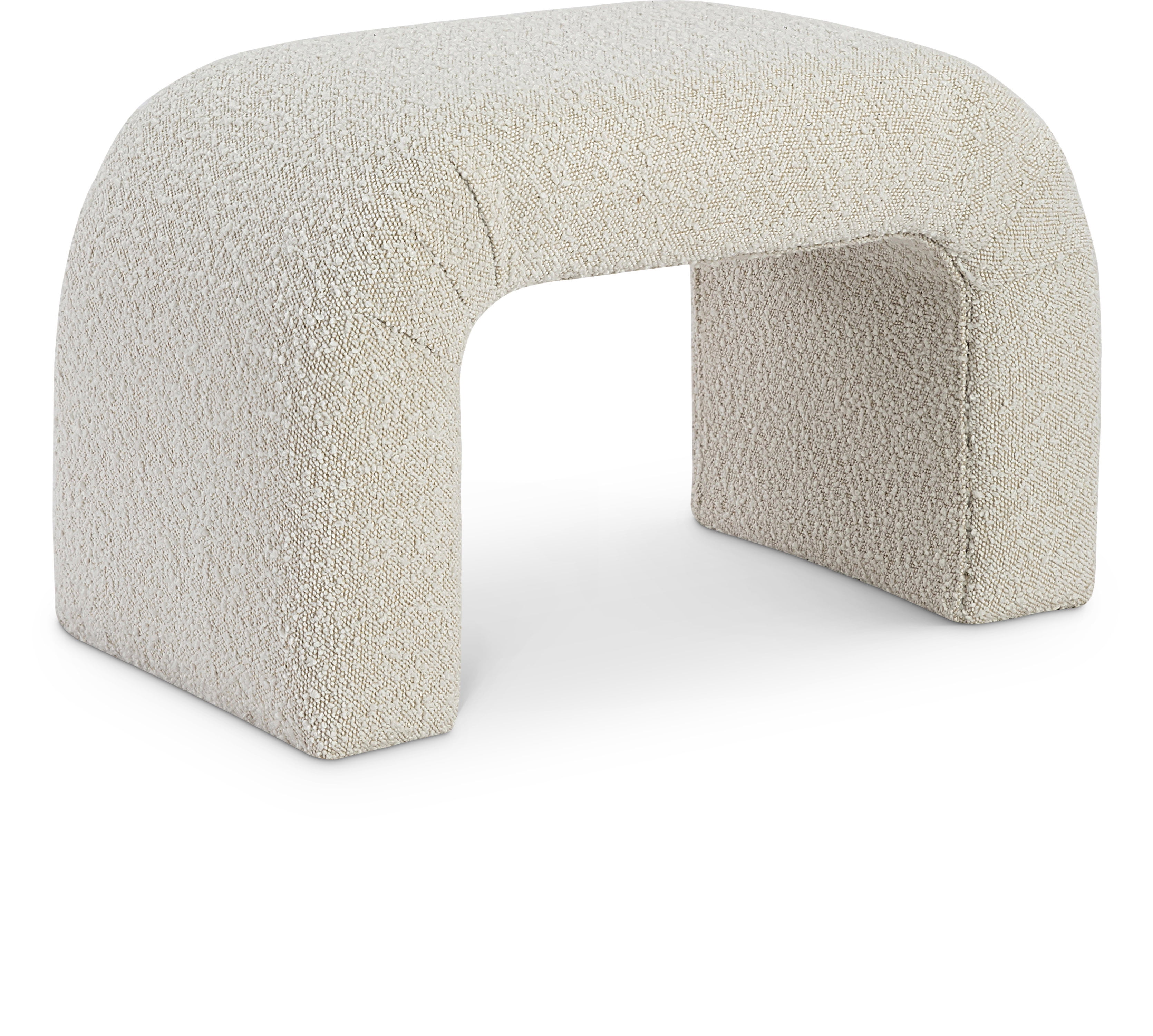 Meridian Furniture Niagara Cream Boucle Fabric Bench - Walmart.com