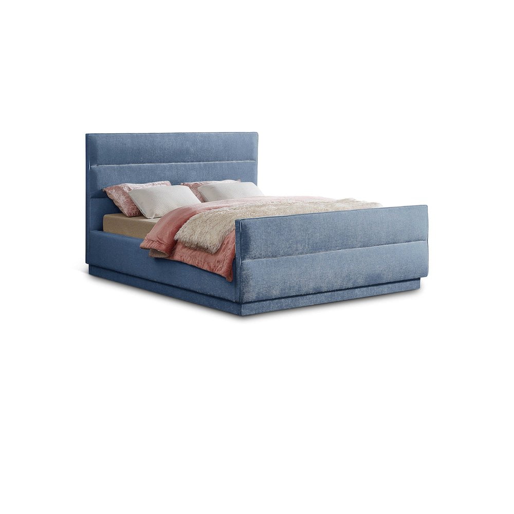 Meridian Furniture Paxton Light Blue Chenille Fabric Queen Bed ...