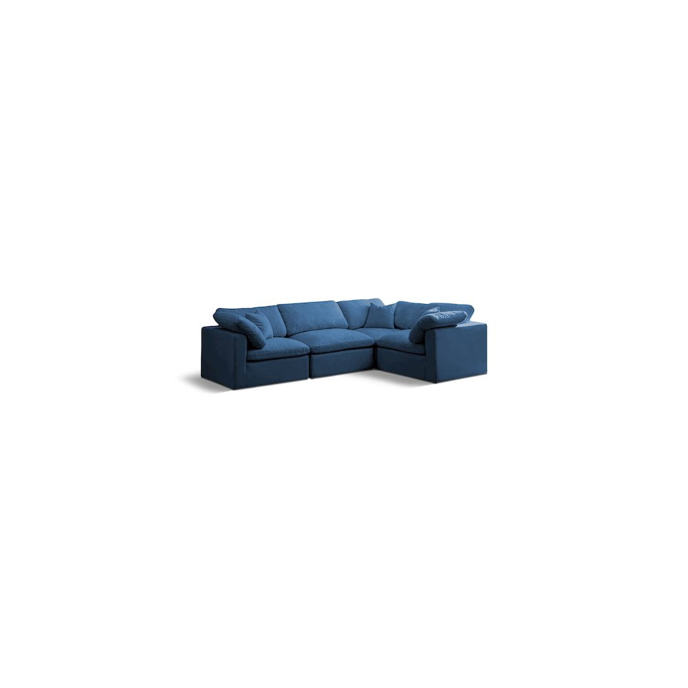 Meridian Furniture Plush Contemporary Velvet Modular Sectional in Navy ...
