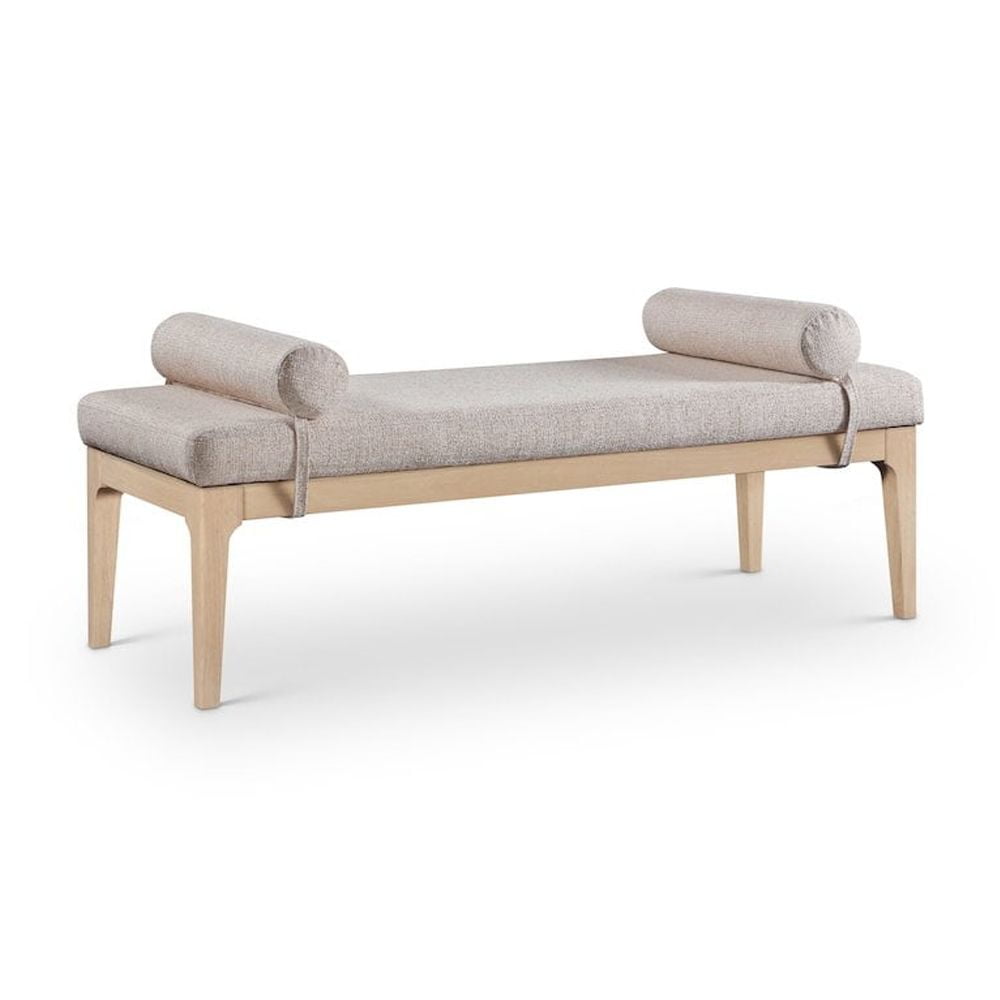 Meridian Furniture Priscilla Beige Linen Textured Fabric Bench ...