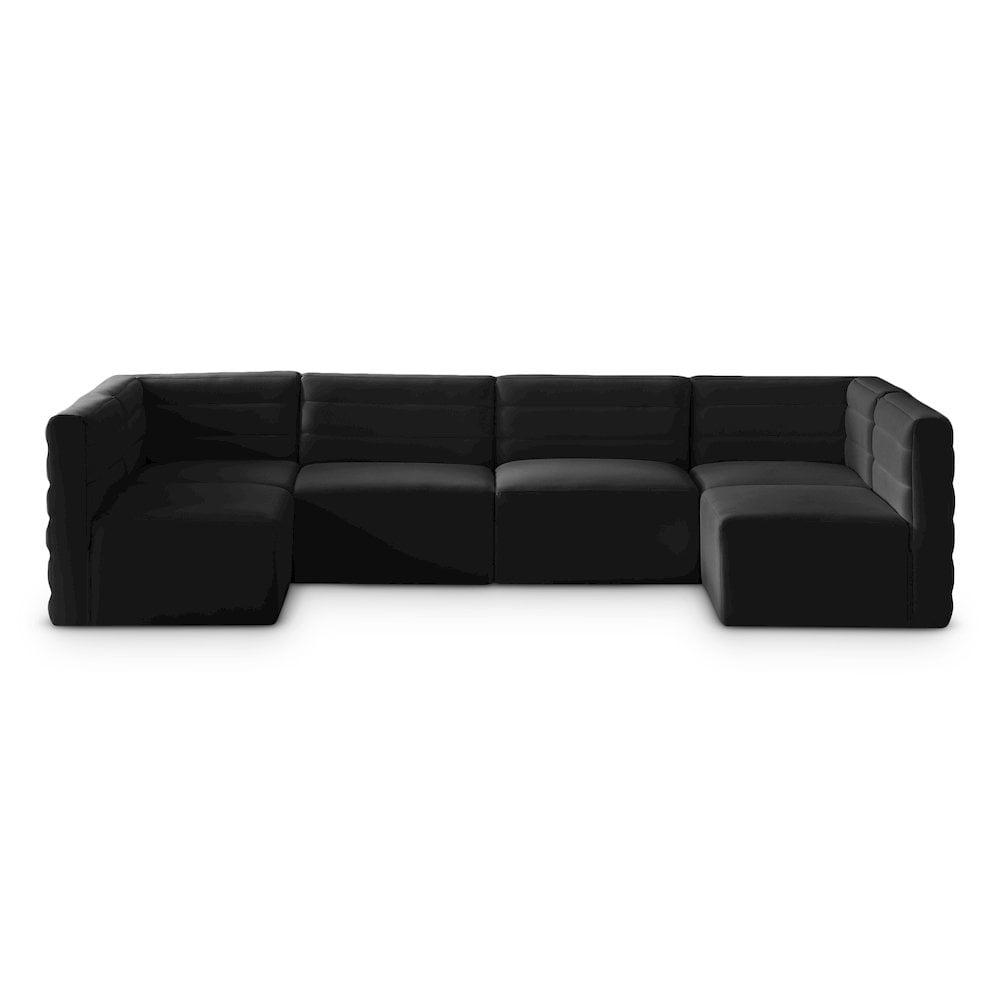 Meridian Furniture Quincy Black Velvet Couch Modular Sectional ...