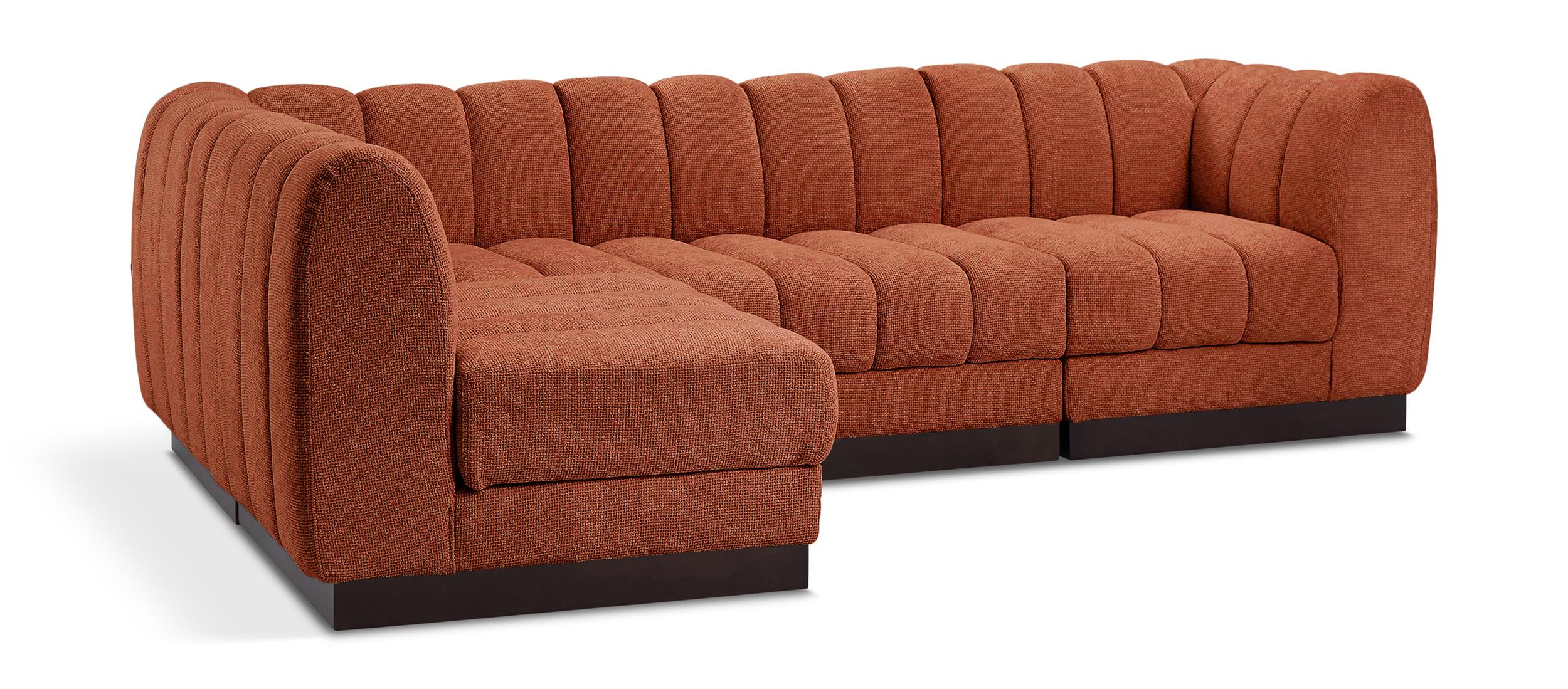 Meridian Furniture Quinn 4-Piece Fabric Modular Sectional in Cognac ...