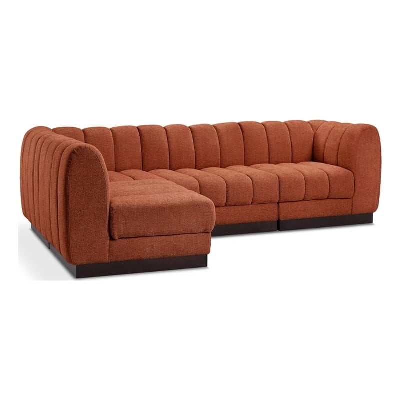 Meridian Furniture Quinn 4-Piece Fabric Modular Sectional in Cognac ...
