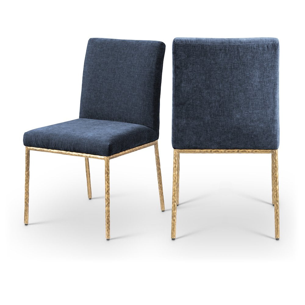 Meridian Furniture Reeves Navy Chenille Fabric Dining Side Chair (Set ...
