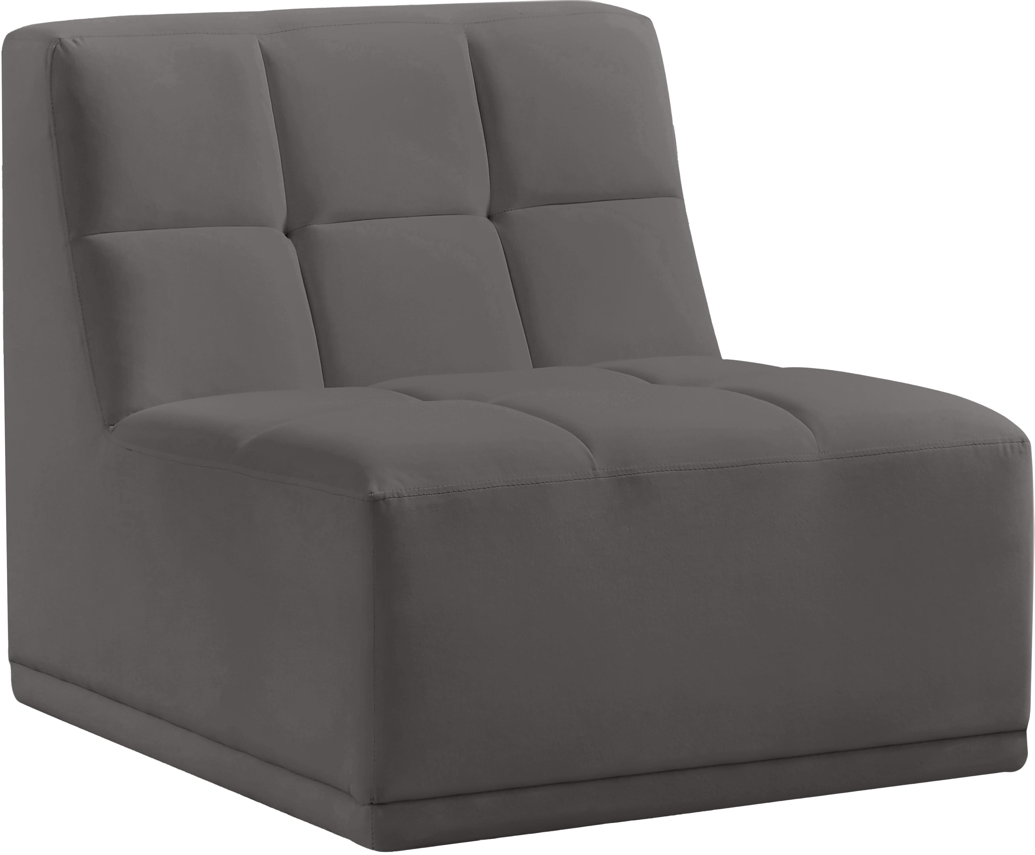 Meridian Furniture Relax Grey Velvet Armless Chair - Walmart.com