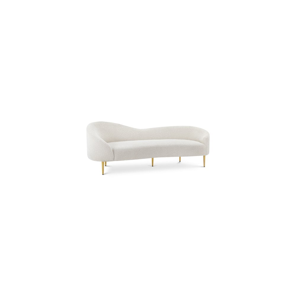 Meridian Furniture Ritz Boucle Fabric & Metal Sofa in Cream and Gold ...