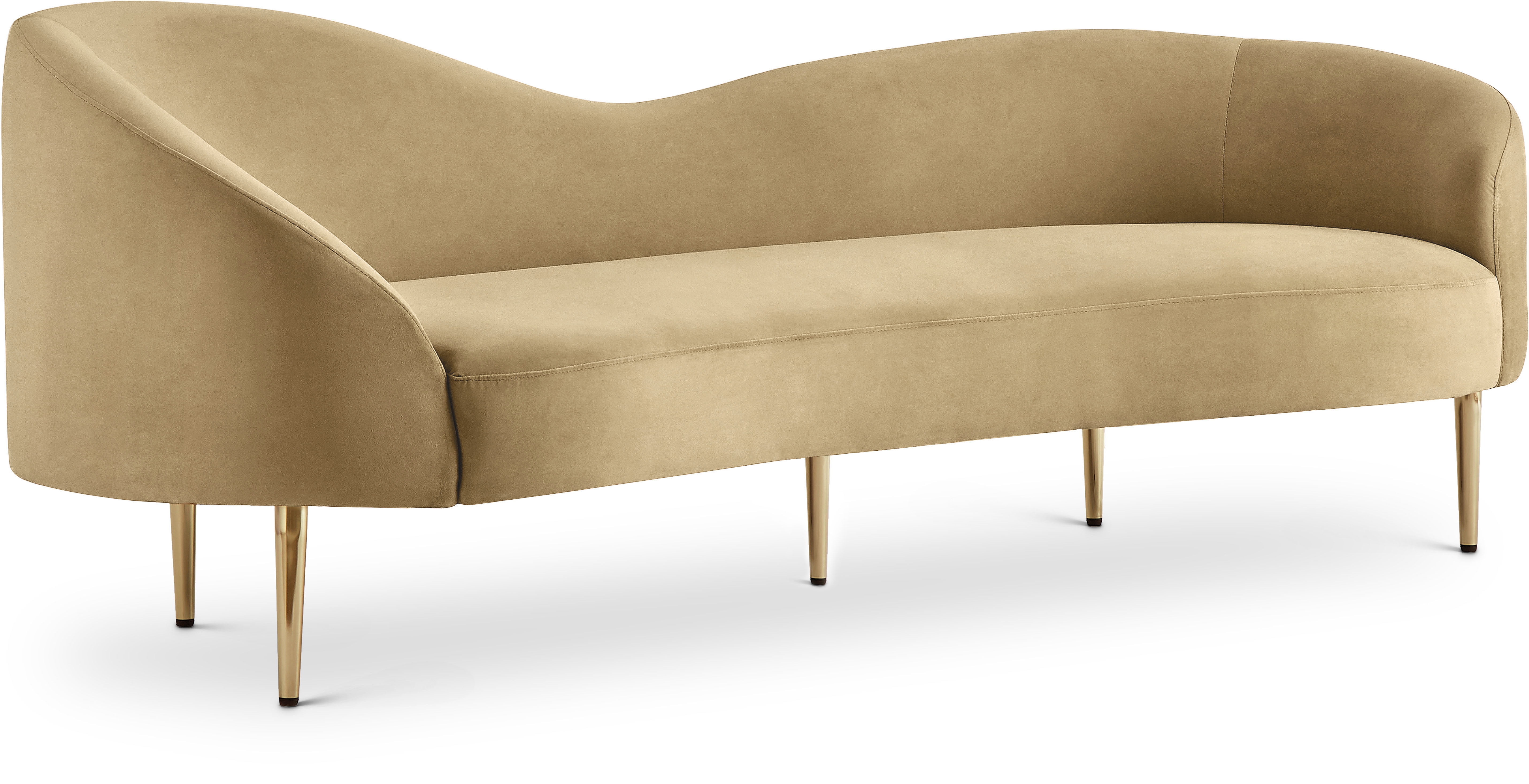 Meridian Furniture Ritz Camel Velvet Sofa - Walmart.com