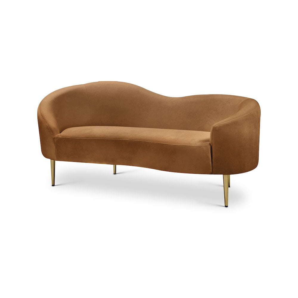 Meridian Furniture Ritz Saddle Velvet Loveseat - Walmart.com