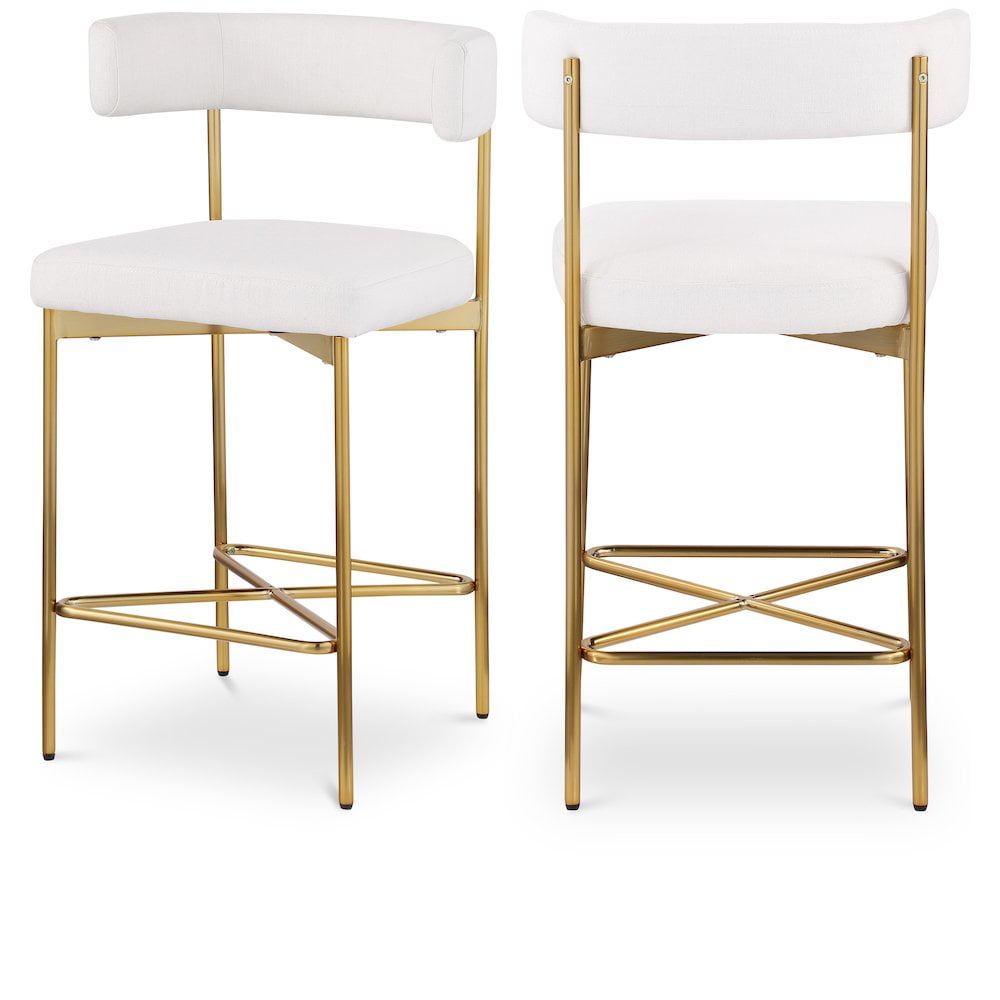 Meridian Furniture Rivage Cream Durable Linen Textured Fabric Stool ...