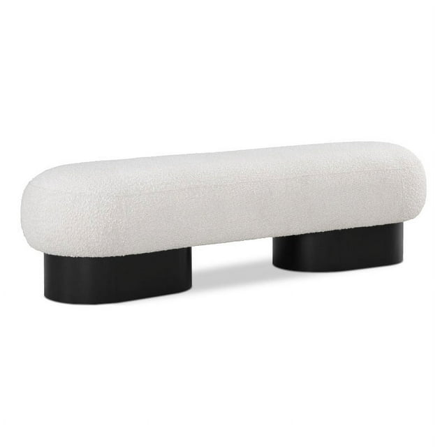 Meridian Furniture Robertson Cream Boucle Fabric Bench - Walmart.com