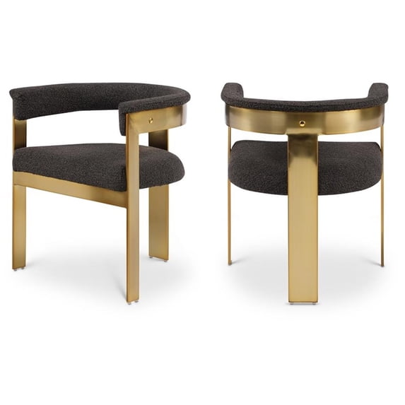 Meridian Furniture Romeo Brown Boucle Fabric Dining Chair (Set of 2 ...