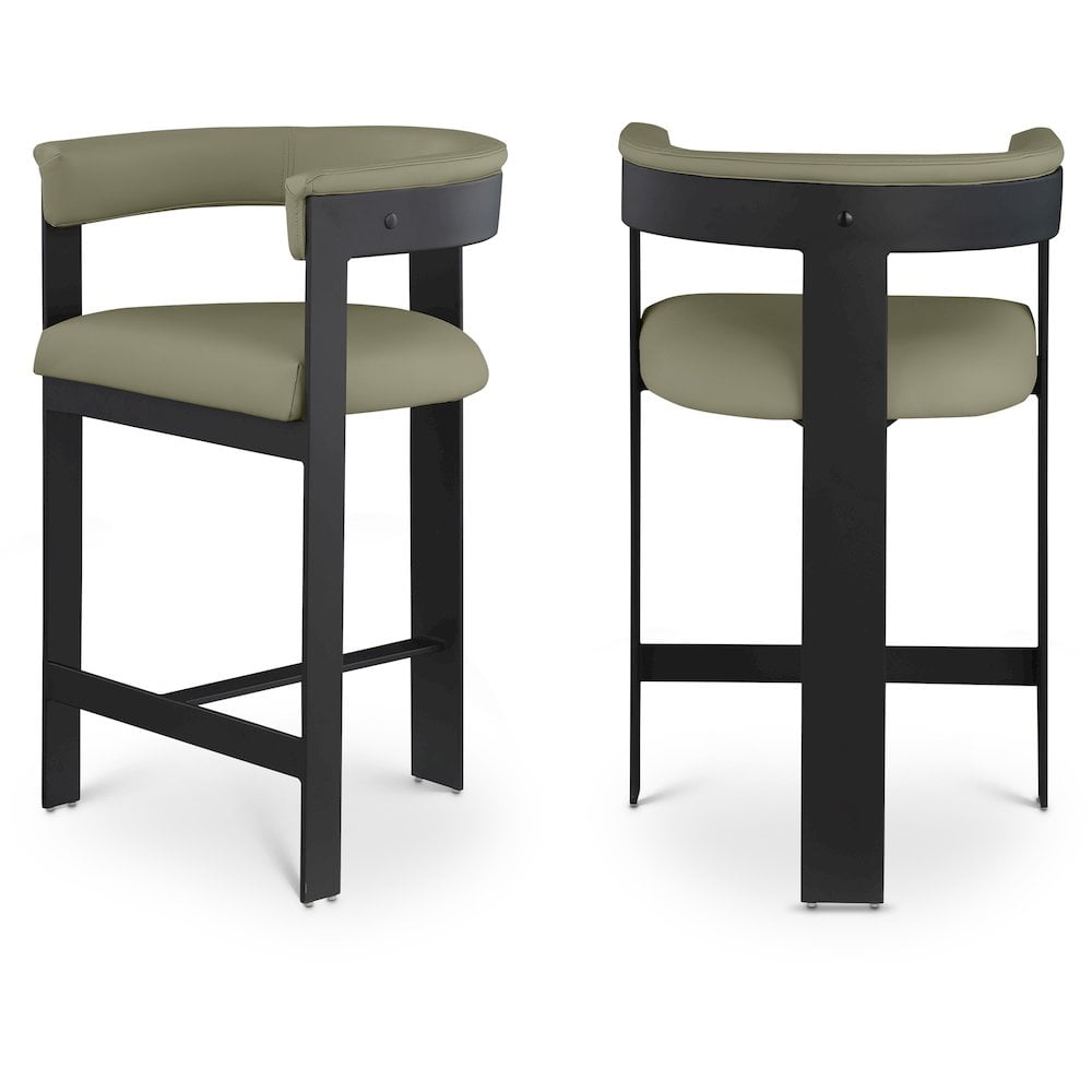 Meridian Furniture Romeo Olive Green Vegan Leather Counter Stool (Set ...