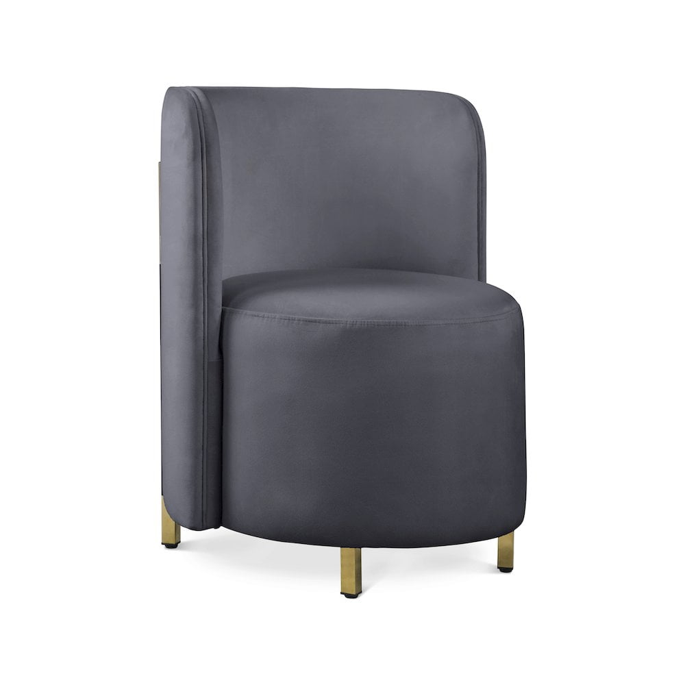 Meridian Furniture Rotunda Gray Velvet Rounded Back Accent Chair in ...