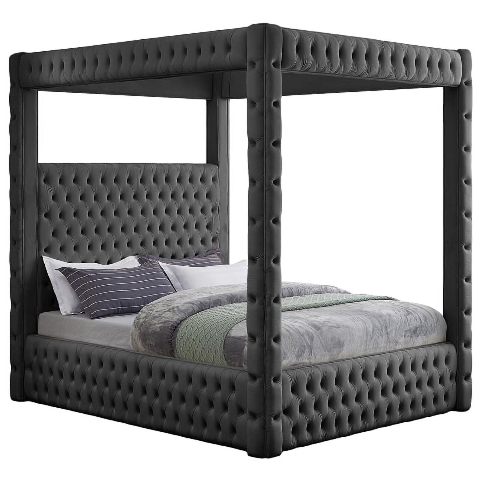 Meridian Furniture Revel Cream Velvet King Bed - Walmart.com