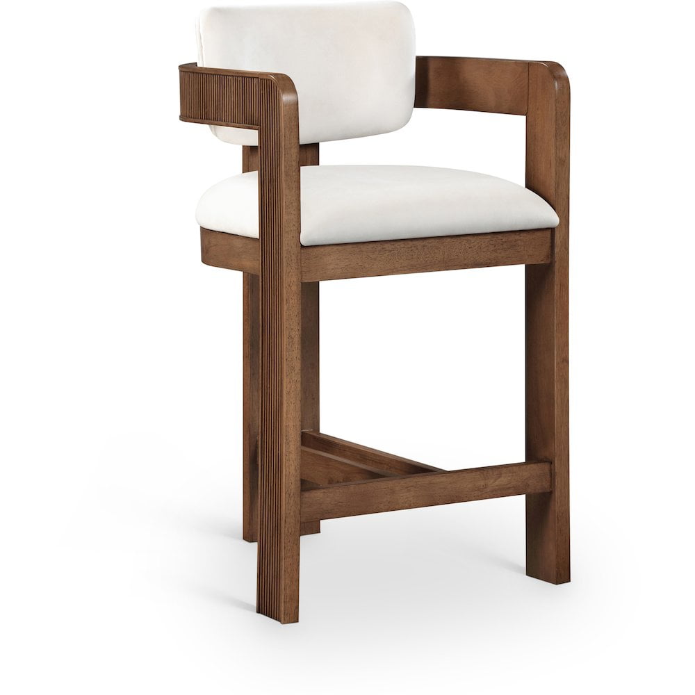 Meridian Furniture Sacha Cream Velvet Stool - Walmart.com