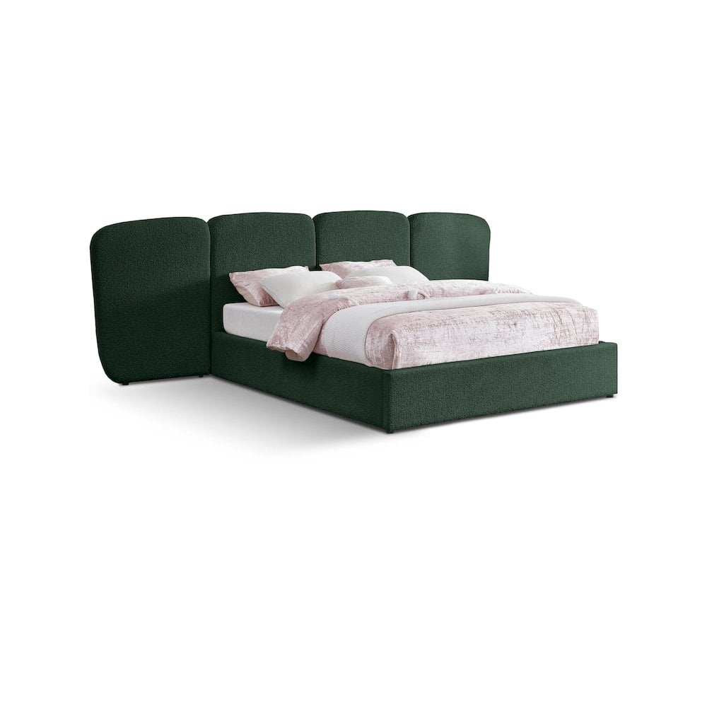 Meridian Furniture Shiloh Green Green Boucle Fabric King Bed - Walmart.com