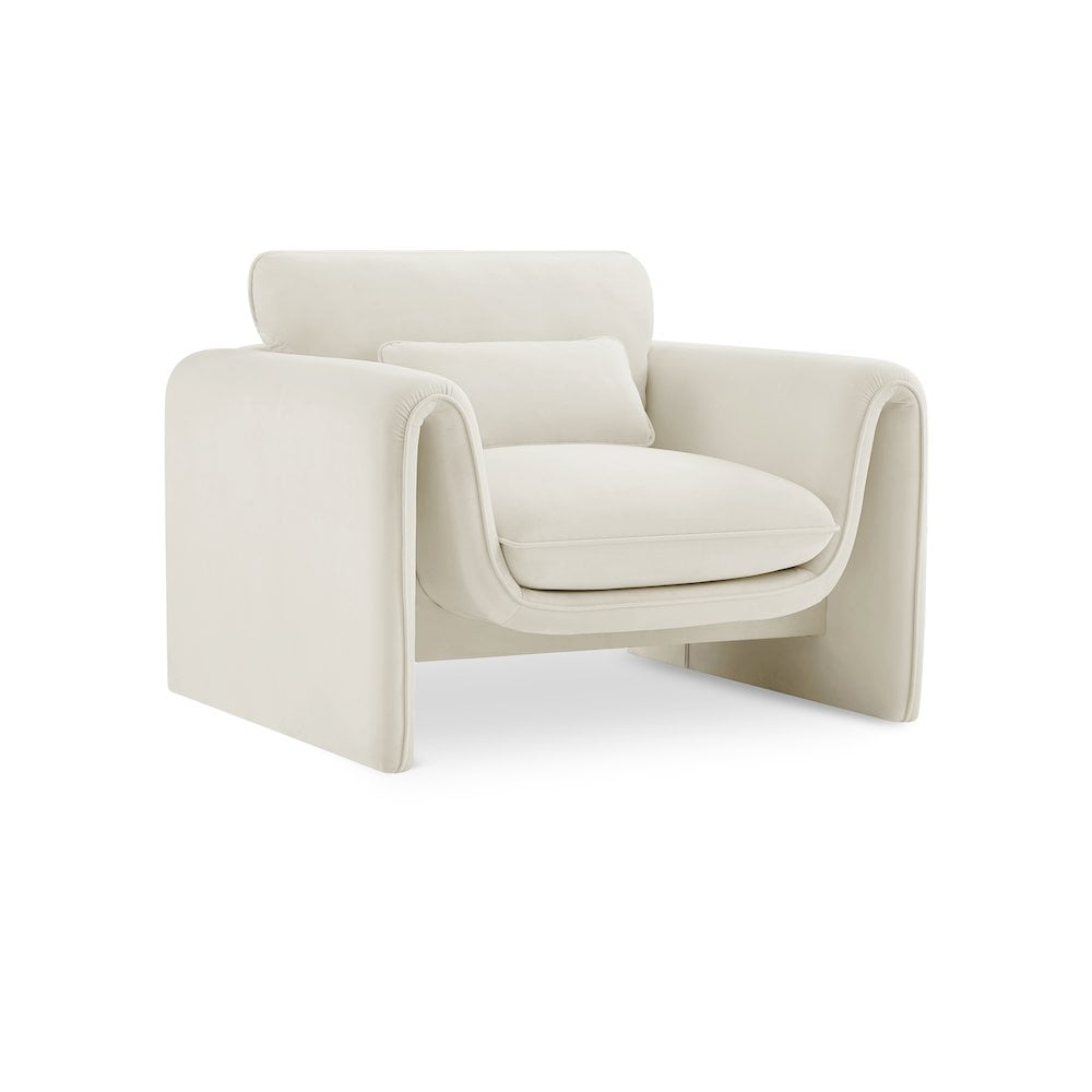 Meridian Furniture Sloan Cream Velvet Fabric Chair - Walmart.com