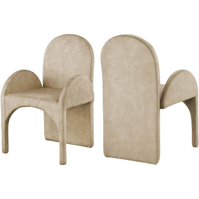 Meridian Furniture Summer Beige Velvet Dining Arm Chair (Set of 2 ...