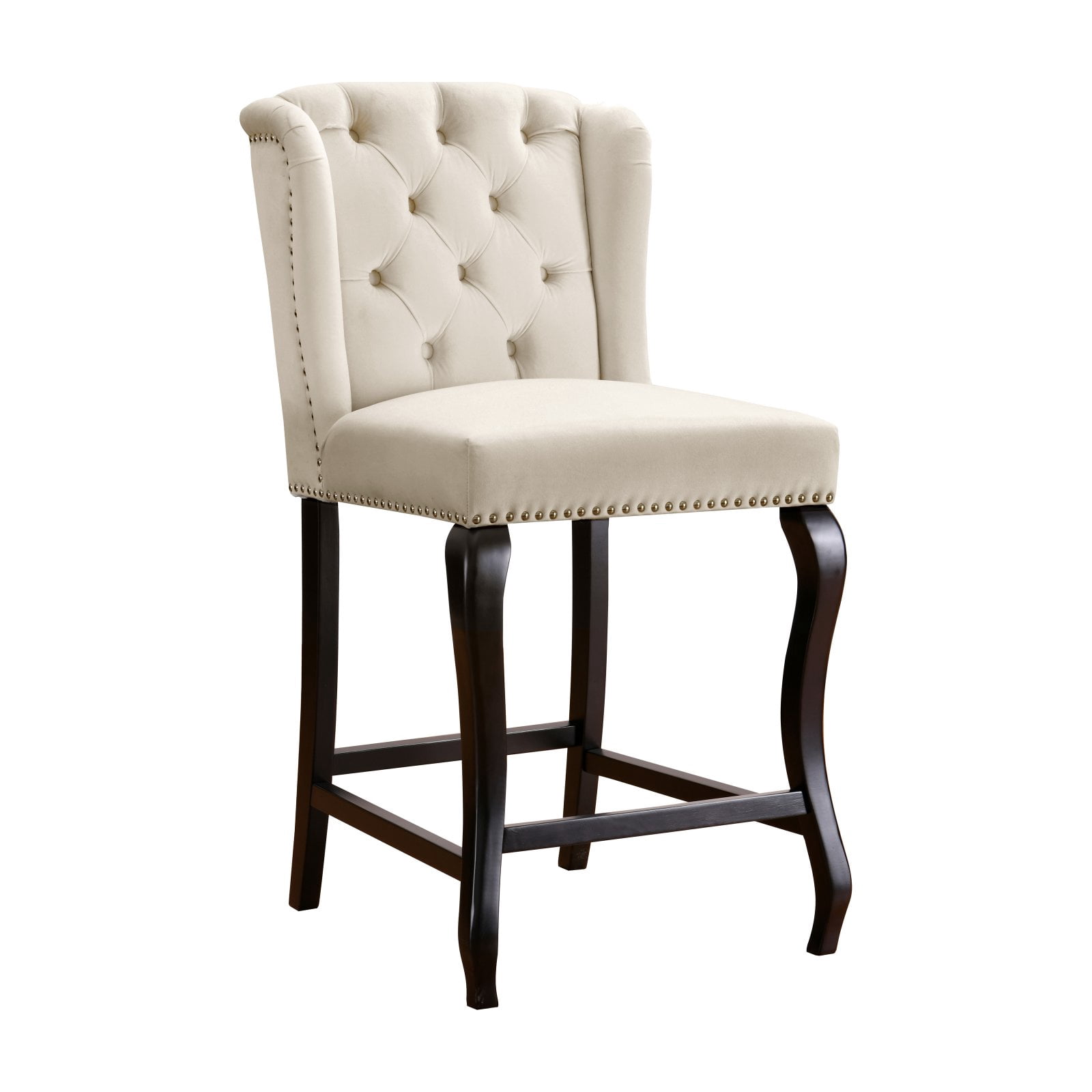 Meridian Furniture Suri 26"H Velvet Counter Stool in Cream (Set of 2 ...