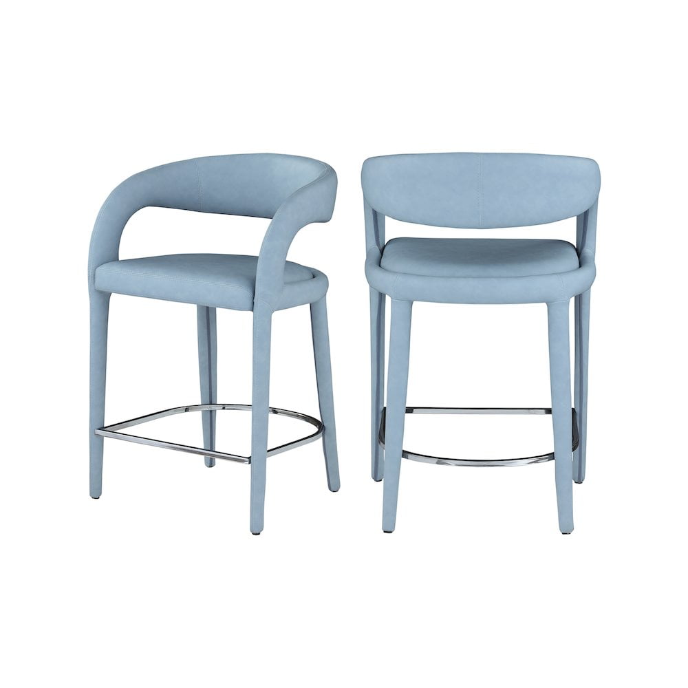 Meridian Furniture Sylvester Light Blue Vegan Leather Stool - Walmart.com