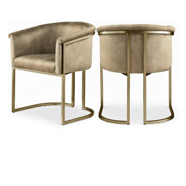 Meridian Furniture Tierra Beige Velvet Dining Chair - Walmart.com