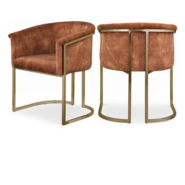 Meridian Furniture Tierra Cognac Velvet Dining Chair - Walmart.com