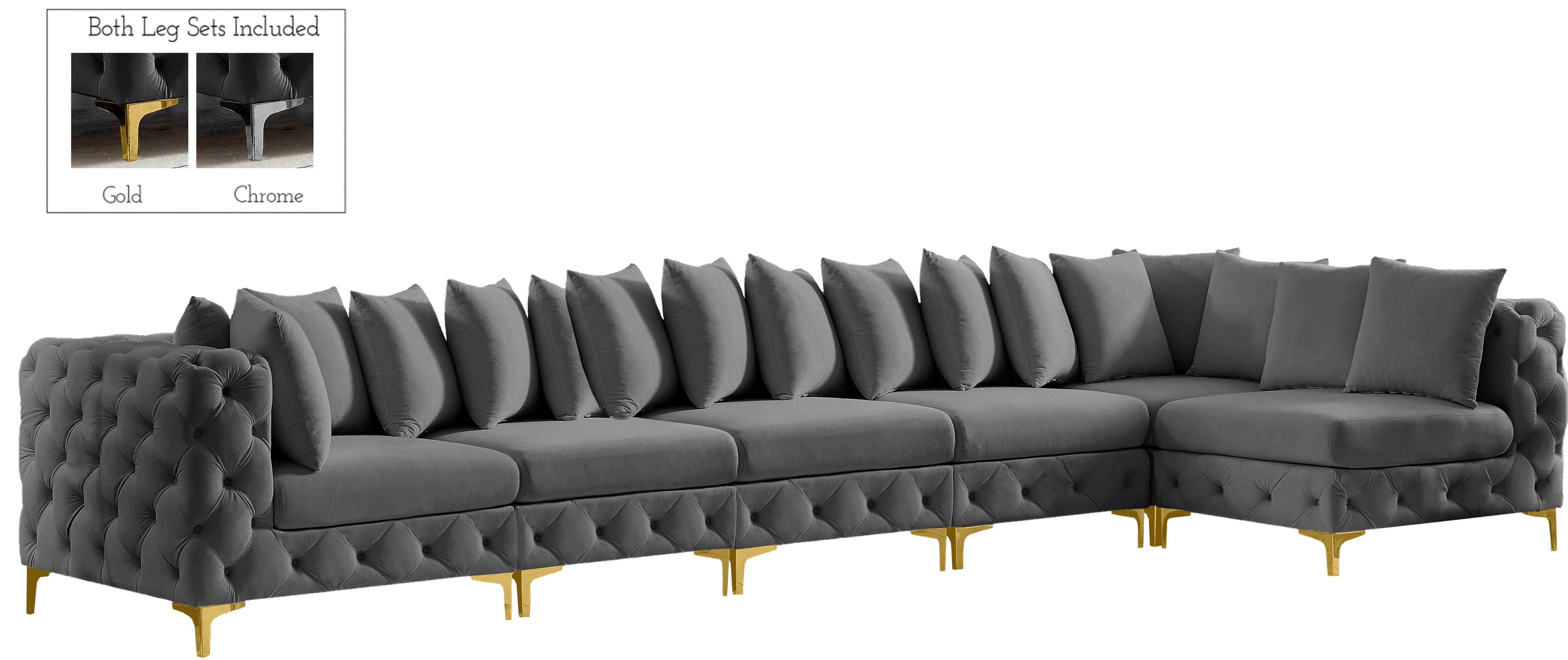 Meridian Furniture Tremblay Grey Velvet Modular Sectional - Walmart.com