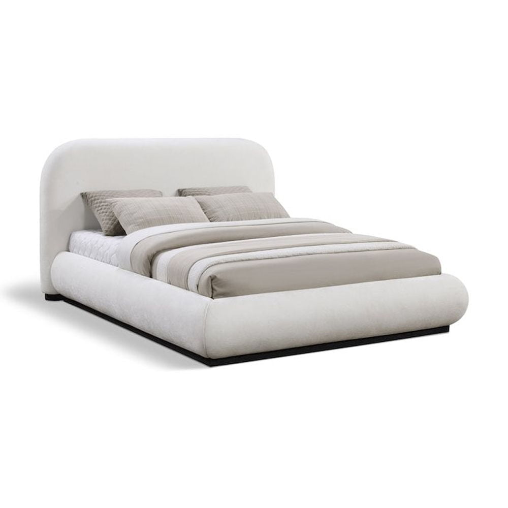 Meridian Furniture Vaughn Cream Linen Textured Fabric Full Bed ...
