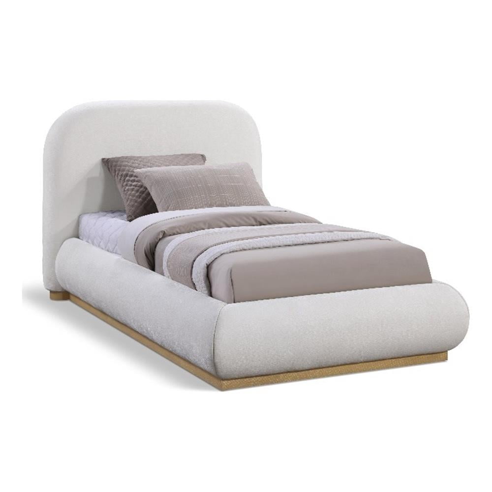 Meridian Furniture Vaughn Cream Chenille Fabric Twin Bed - Walmart.com