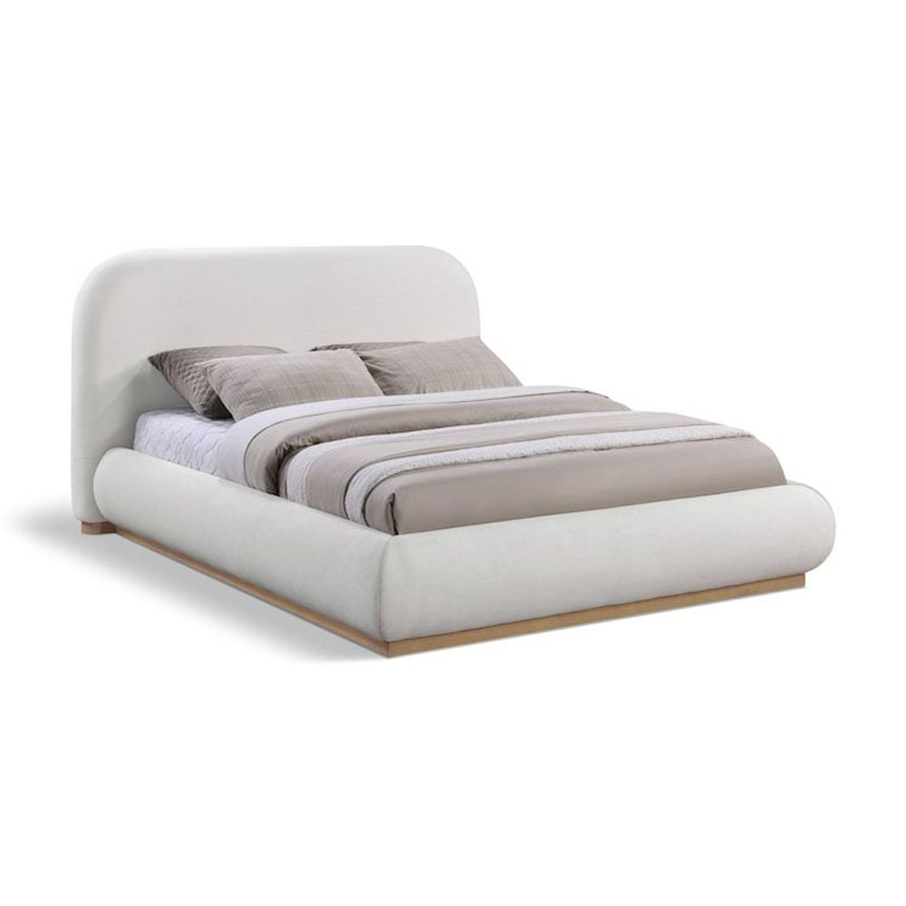 Meridian Furniture Vaughn Cream Linen Textured Fabric Full Bed ...