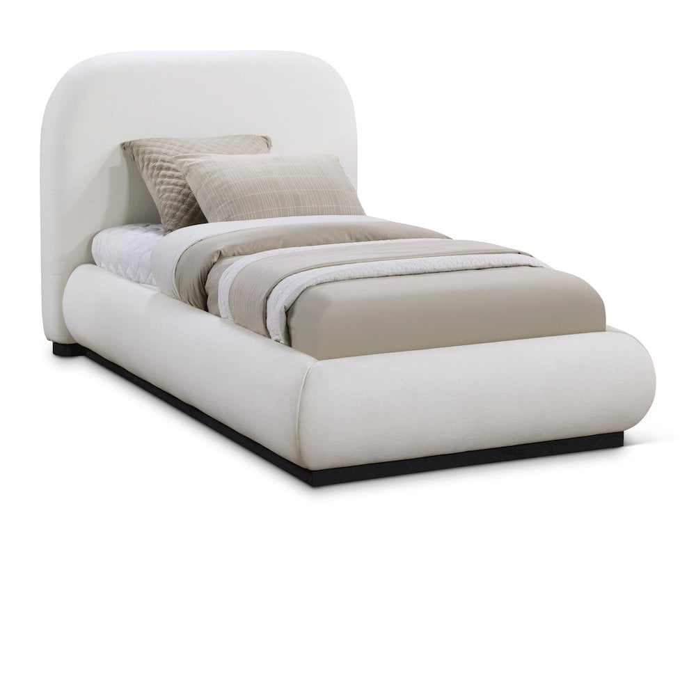 Meridian Furniture Vaughn Cream Linen Textured Fabric Twin Bed ...