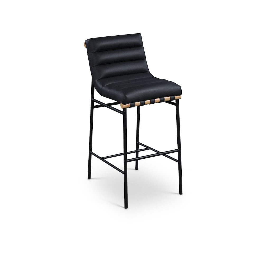 Meridian Furniture Burke Counter Bar Stool in Black Vegan Leather ...