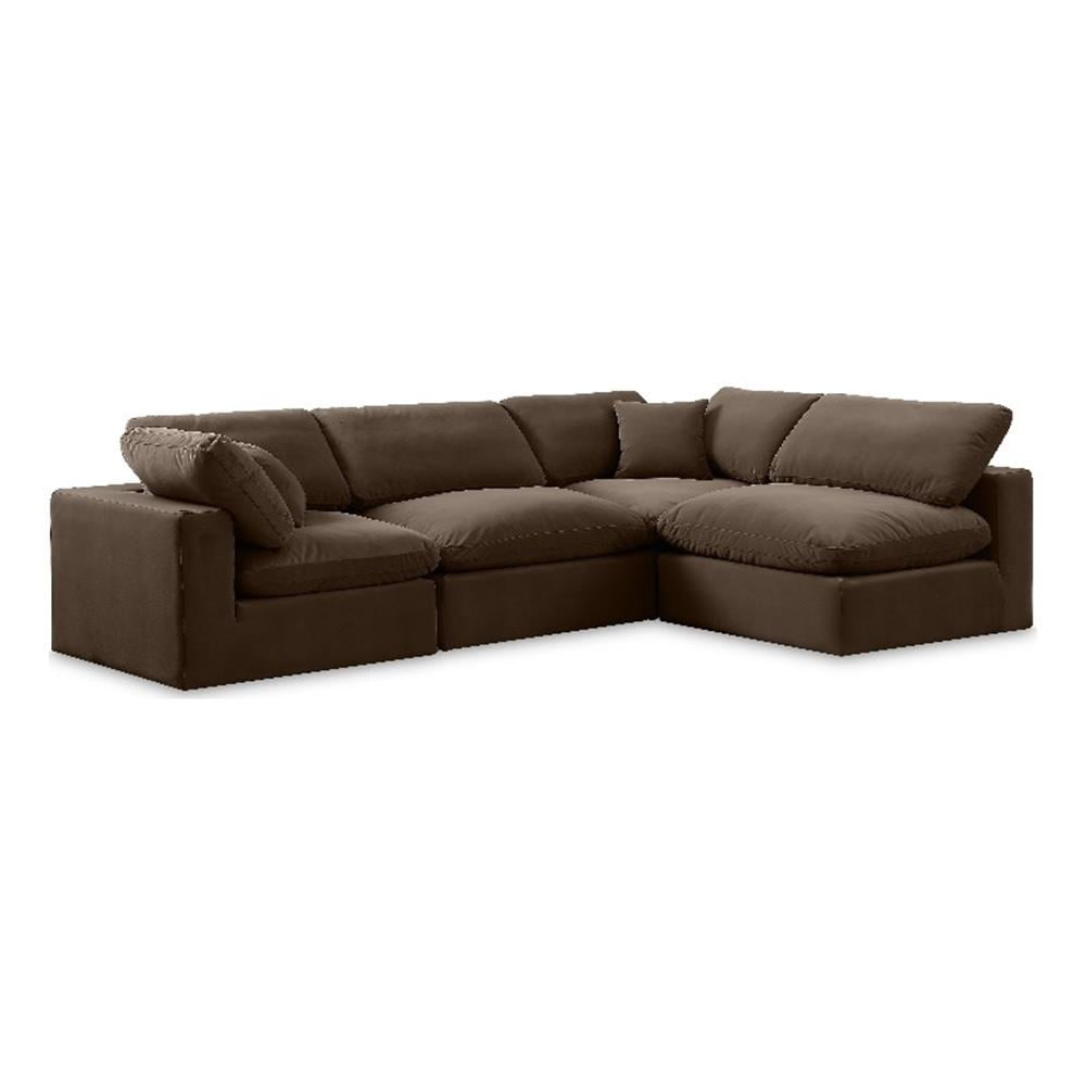 Meridian Furniture Velvet Modular Sectional sofa, Brown - Walmart.com