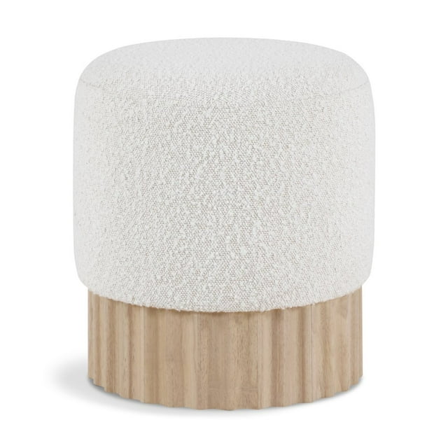 Meridian Furniture Veranda Boucle Fabric Ottoman/Stool in Cream/Natural ...