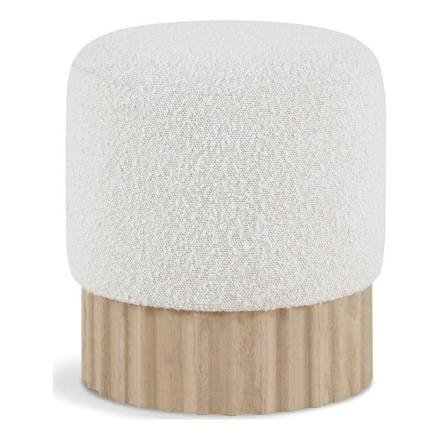 Meridian Furniture Veranda Boucle Fabric Ottoman/Stool in Cream/Natural ...