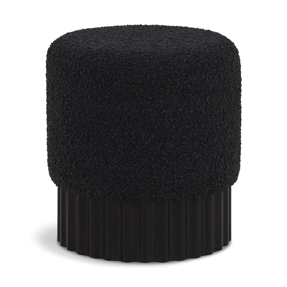Meridian Furniture Veranda Boucle Fabric Ottoman/Stool in Rich Black ...