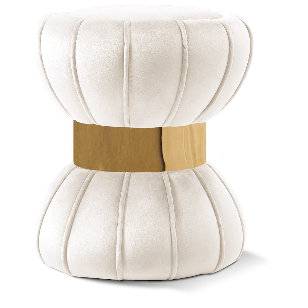 Meridian Furniture Vino Glam Round Upholstered Velvet Ottoman/Stool in ...