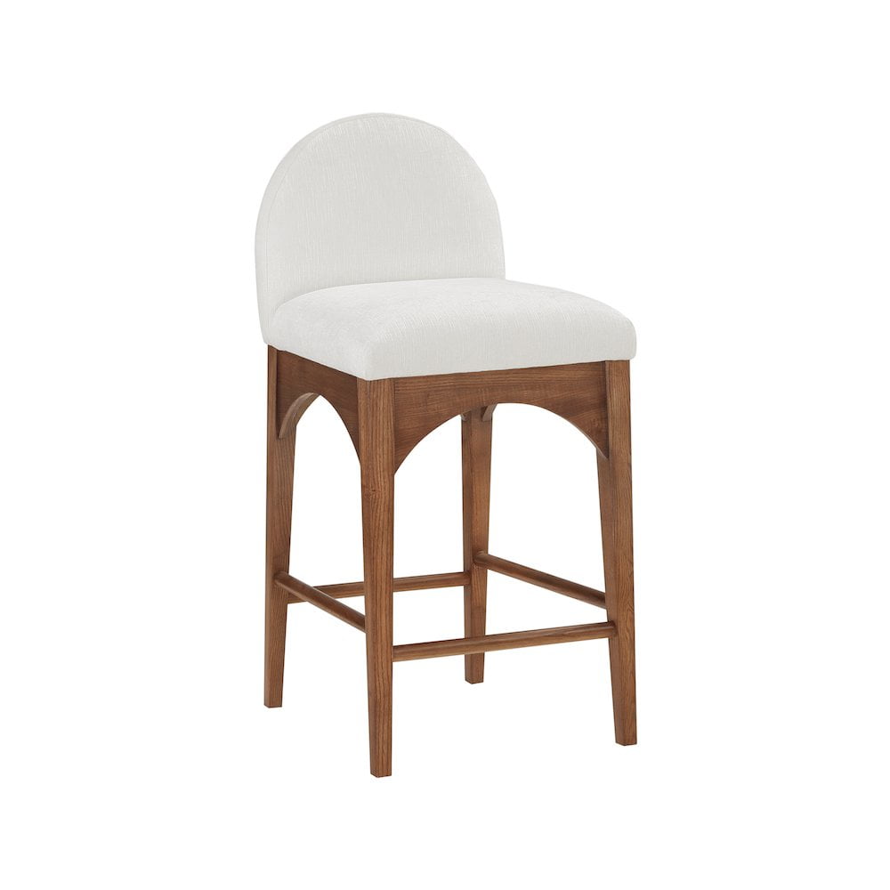 Meridian Furniture Waldorf Cream Chenille Fabric Stool - Walmart.com