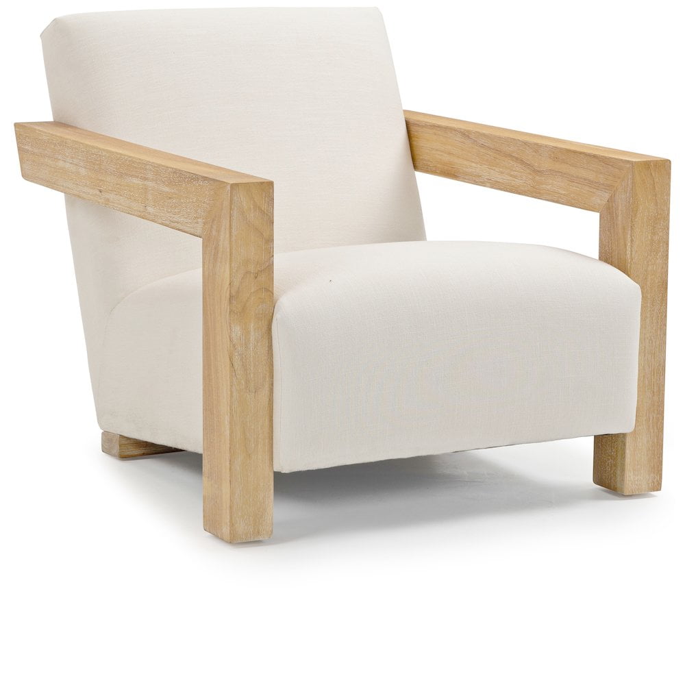 Meridian Furniture Ward Cream Linen Textured Fabric Accent Chair ...