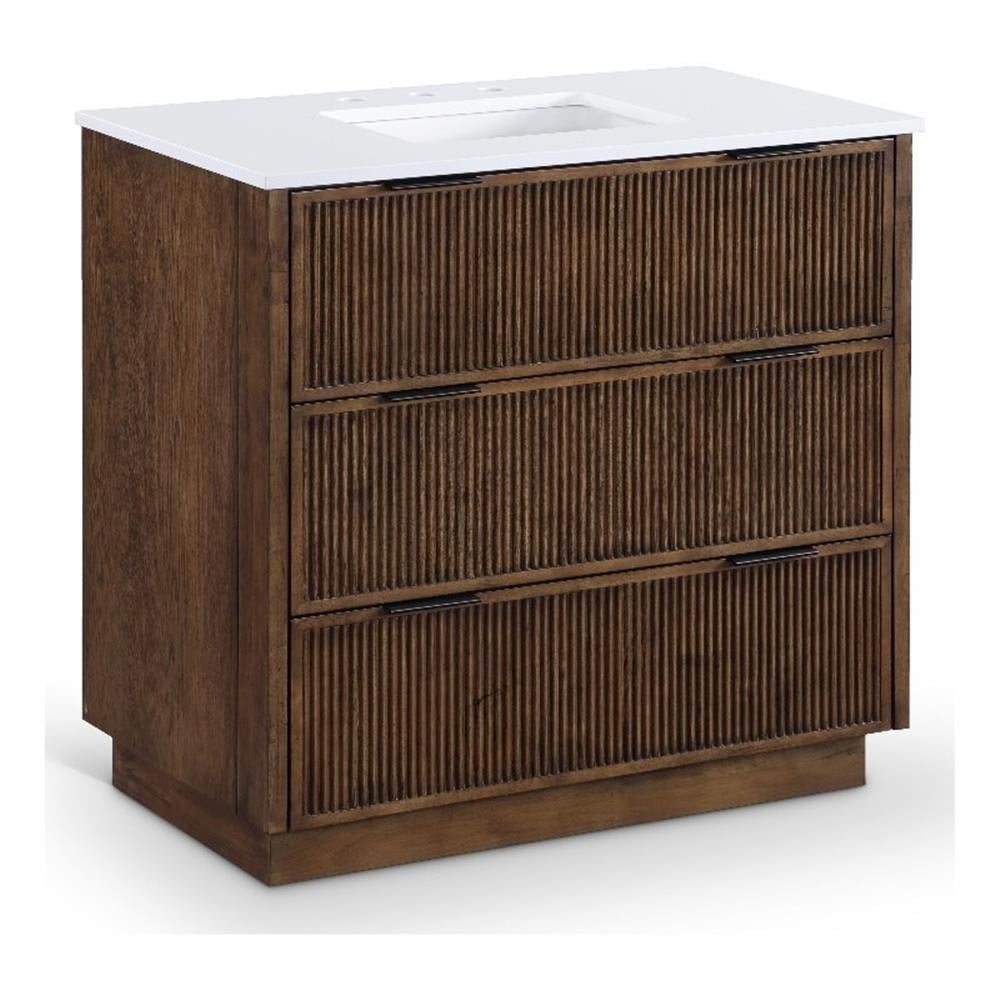 Meridian Furniture Willard 36" Brown Engineered Stone Bathroom Vanity ...