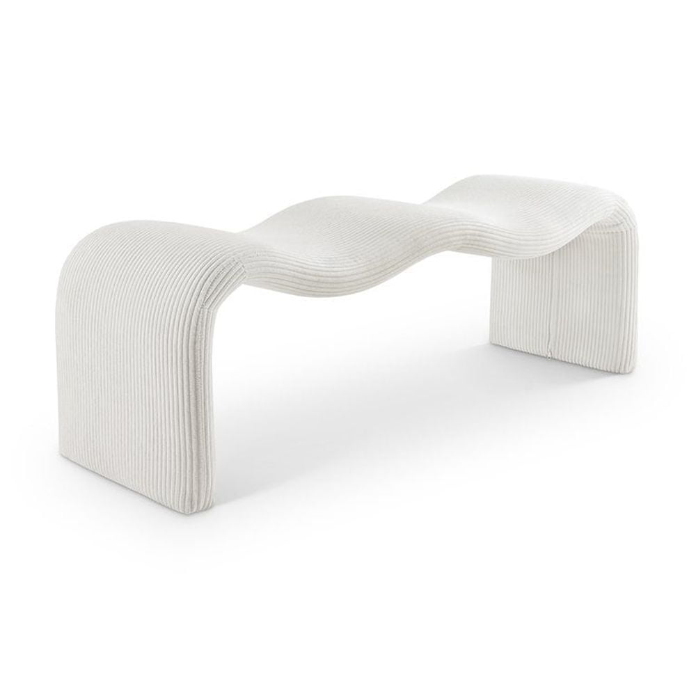 Meridian Furniture Willow Cream Microsuede Corduroy Bench - Walmart.com